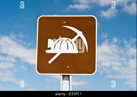 Mining symbol displayed near Parales Atacama Desert Chile South America ...