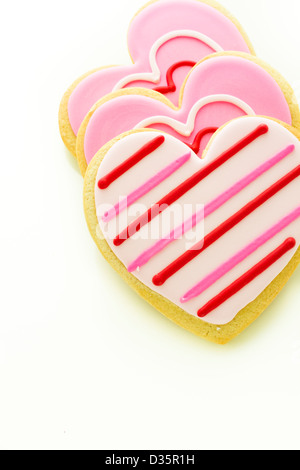 Heart shaped cookies decorated fancy icing patterns Stock Photo - Alamy