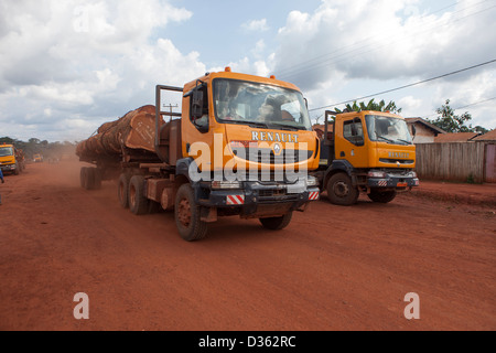 CAMEROON, 2nd October 2012: A logging truck carrying high value ...