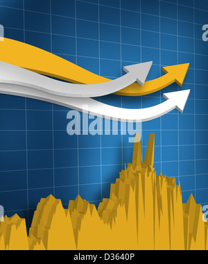 Digital white arrows with a graph Stock Photo - Alamy