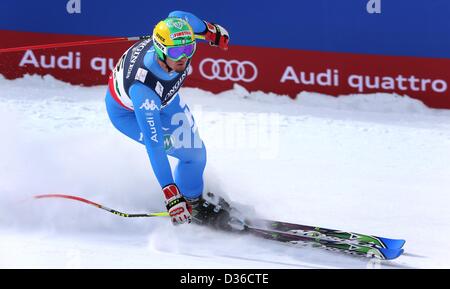 Dominik Paris of Italy reacts in the finish area during the men's Super ...