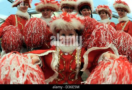 Majorettes from the Marne carnival society get ready for the carnival ...