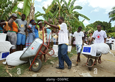 Red Cross volunteers distribute humanitarian aid, help injured people ...
