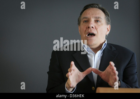 Coalition pour l'Avenir du Quebec founder Francois Legault gestures as ...
