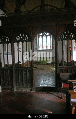 Inside the medieval church of St Winnow Cornwall Stock Photo - Alamy