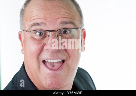 Head shot of many with emotional expression on face Stock Photo - Alamy