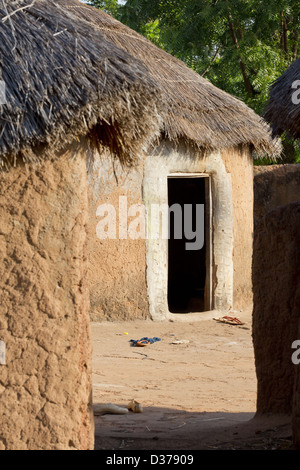 African mud huts thatched with straw Shona village recreation Zimbabwe ...