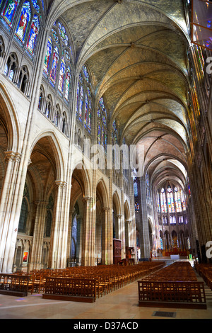 Interior of Saint-Denis Basilica, Paris, France. The Abbey Church of ...