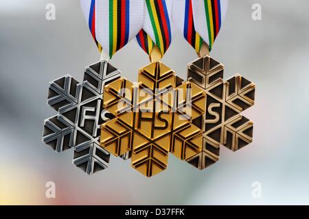 The FIS medal pictured in Schladming, Austria. The Alpine Skiing World ...