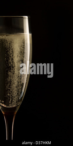 champagne in glass on black background Stock Photo - Alamy
