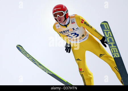 German ski jumper Richard Freitag takes a training jump during the ...