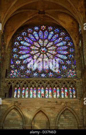 Medieval Rayonnant Gothic stained glass Rose window. Cathedral Basilica ...