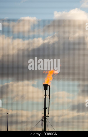 A gas flare at the Rampside gas terminal in Barrow in Furness, Cumbria ...