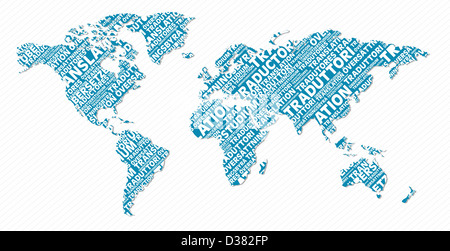 Text world map Stock Photo - Alamy