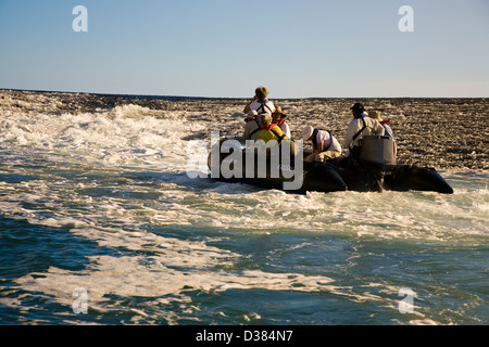 Zodiacs probe the Montgomery Reef, the world's largest inshore reef ...