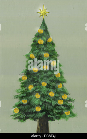 Composite image of Christmas tree decorated with ornaments Stock Photo ...