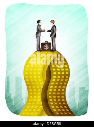 Technology Collaboration with Two Businessmen and Handshake Stock Photo ...
