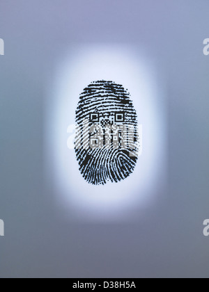 QR code in finger print Stock Photo - Alamy