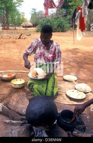 Zimbabwean woman, adult woman, woman, cooking, making sadza, sadza ...