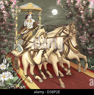 Lord Krishna riding a chariot Stock Photo - Alamy