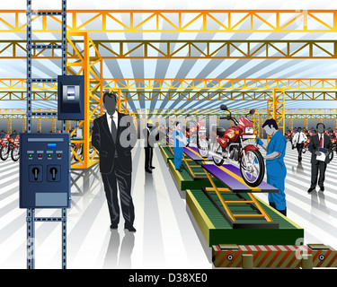 Group of men working at a production line Stock Photo - Alamy