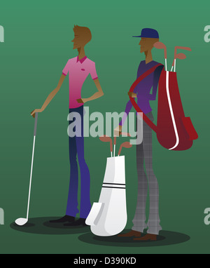 Illustration of a Caddy Carrying a Golf Bag and a Golf Club Stock Photo ...