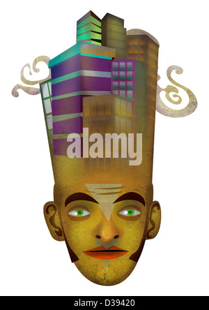 Illustrative image of businessman with money minded brain representing ...