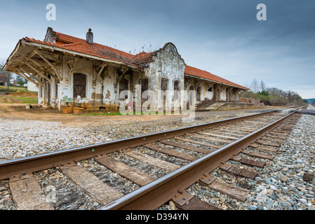 An historic train depot in Wadley, Alabama, built in a mission style ...