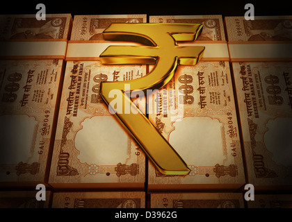 Golden Indian Rupee symbol Stock Photo - Alamy
