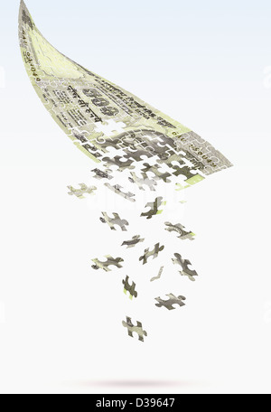 Falling Puzzle Pieces Stock Photo - Alamy