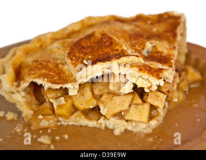 Homemade apple pie on white wooden table, top view. Flat lay, overhead ...