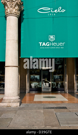 Luxury watches in the window of the TAG Heuer watch store on Fifth ...