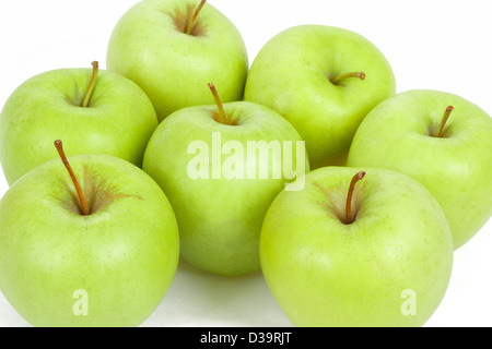 fresh seven green apples isolated on a white background Stock Photo - Alamy