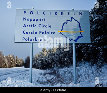 Arctic Circle sign at the Arctic Circle Centre on the E6 Highway Stock ...