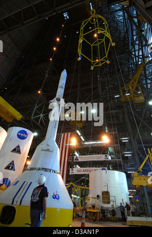 NASA’s Ares I rocket, designed for human space exploration, is shown as ...