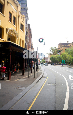 Bent street in Sydney city centre with waiting taxi cars and No 1 Bligh ...