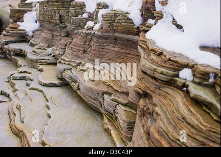 Quartzite rock layers showing two series of fraction joints, Norway ...