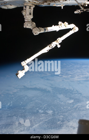 The NASA International Space Station Canadarm2 robotic arm captures the ...