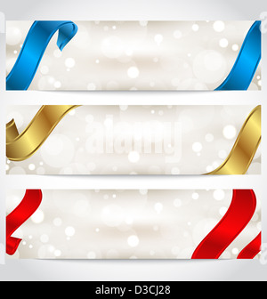 Set of birthday banner, background, flyer, sticker, placard with cute ...