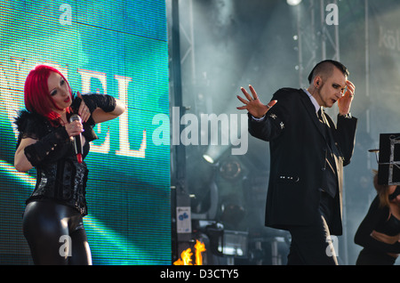 Ulrike Goldmann of the German goth band Blutengel performing at the ...