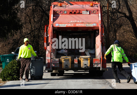 Garbage collection trash Ohio men trash collectors Stock Photo - Alamy