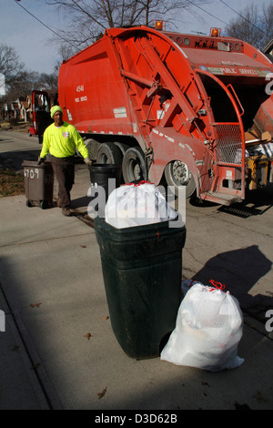 Garbage collection trash Ohio men trash collectors Stock Photo - Alamy