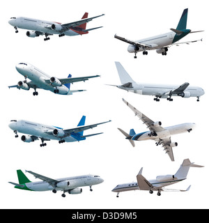Real jet planes set. Isolated on white background Stock Photo - Alamy