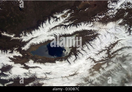Lake Issyk Kul, Kyrgyzstan, ISS image. Photographed on 28th February ...