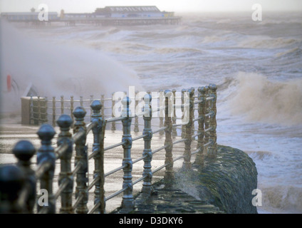 Bad weather Blackpool seafront at high tide Stock Photo - Alamy