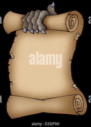 Parchment with scary claw - color illustration Stock Photo - Alamy