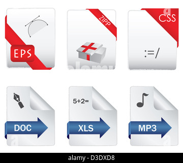 Set of file extension vector detailed icons Stock Photo - Alamy
