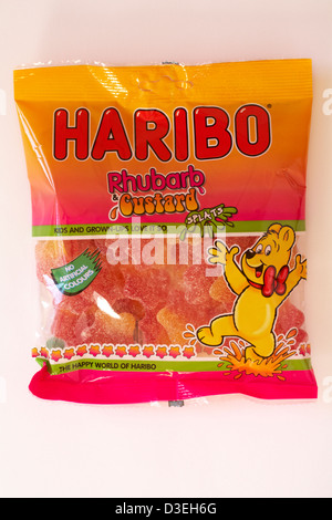 Packet of Haribo Rhubarb & Custard splats opened with contents spilled ...
