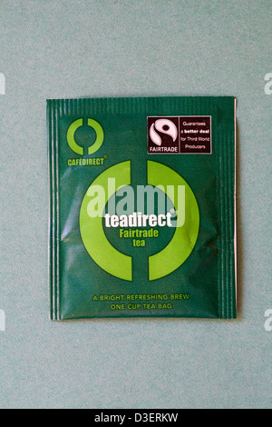 Sachet of Teadirect Fairtrade tea bag Teabag isolated on white ...