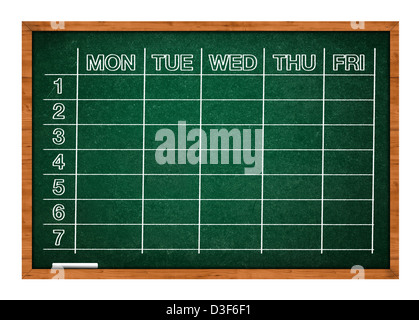 School timetable handwritten on a green classroom chalkboard Stock ...